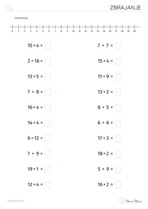 Brojevi do 20 | Domi Blue